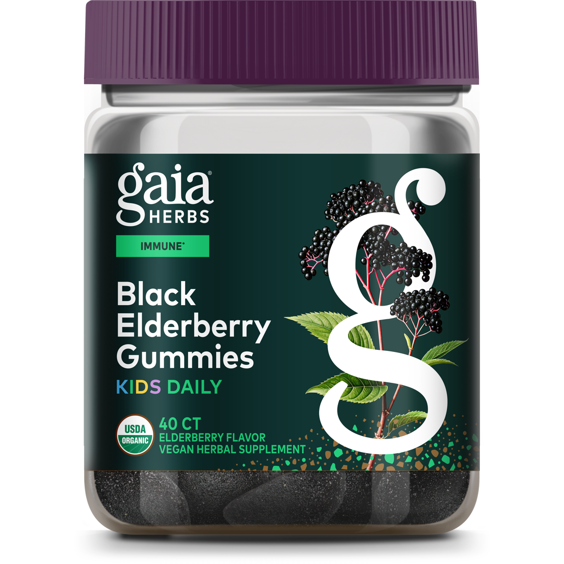Gaia PRO - GaiaKids Black Elderberry Kids Daily Gummies - 40 Gummies ...
