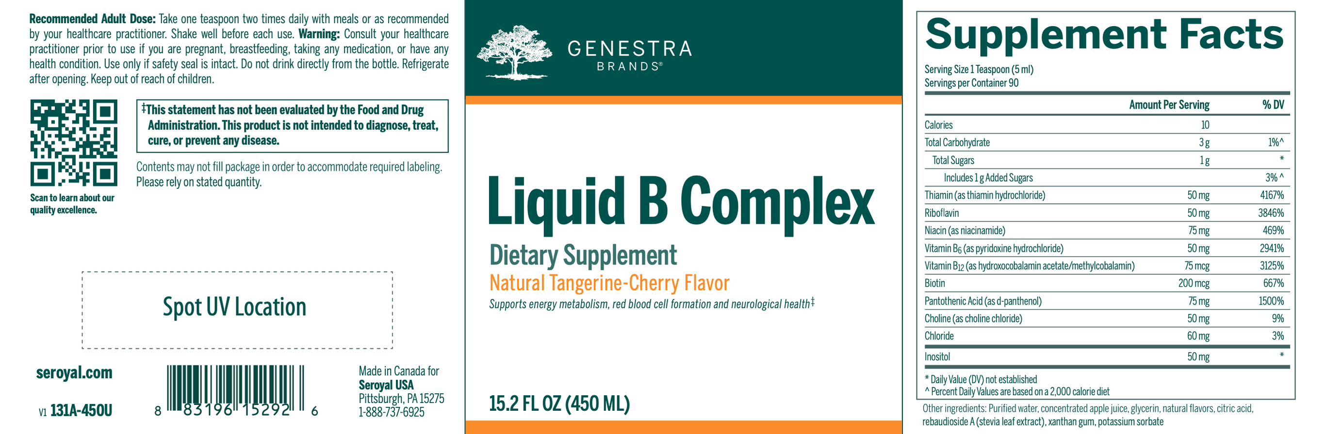 Genestra - Liquid B Complex - 450 ml — Pine Street Clinic