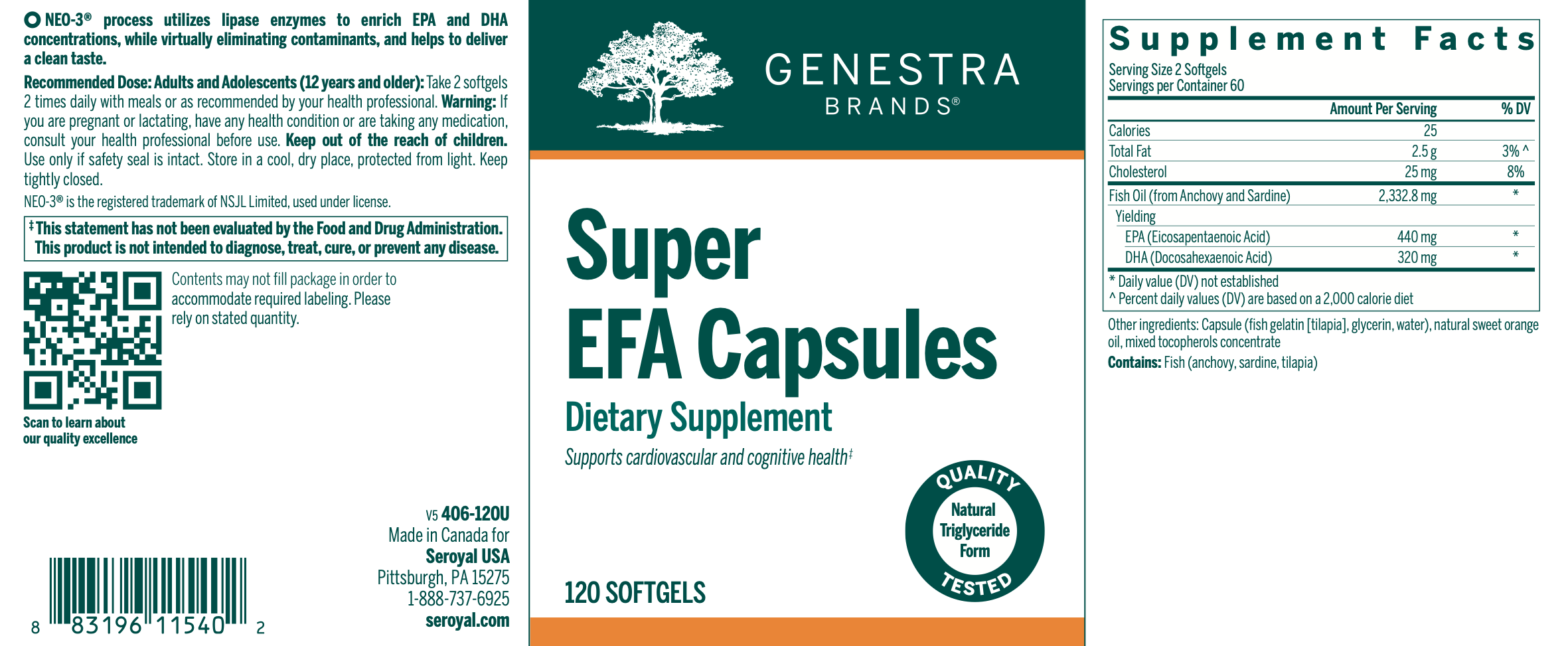 Genestra - Super EFA Capsules - 120 Softgels — Pine Street Clinic