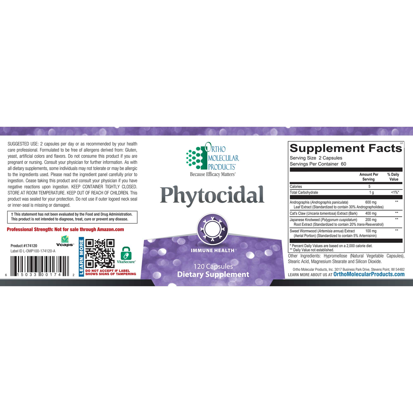 Ortho Molecular Products - Phytocidal - 120 Capsules — Pine Street Clinic
