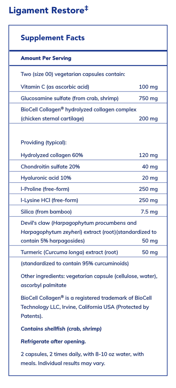 Pure Encapsulations - Ligament Restore - Capsules — Pine Street Clinic