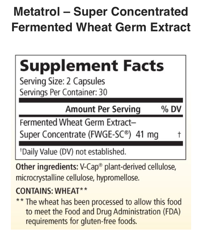 American Biosciences - Metatrol - Fermented Wheat Germ Extract - 60 ...