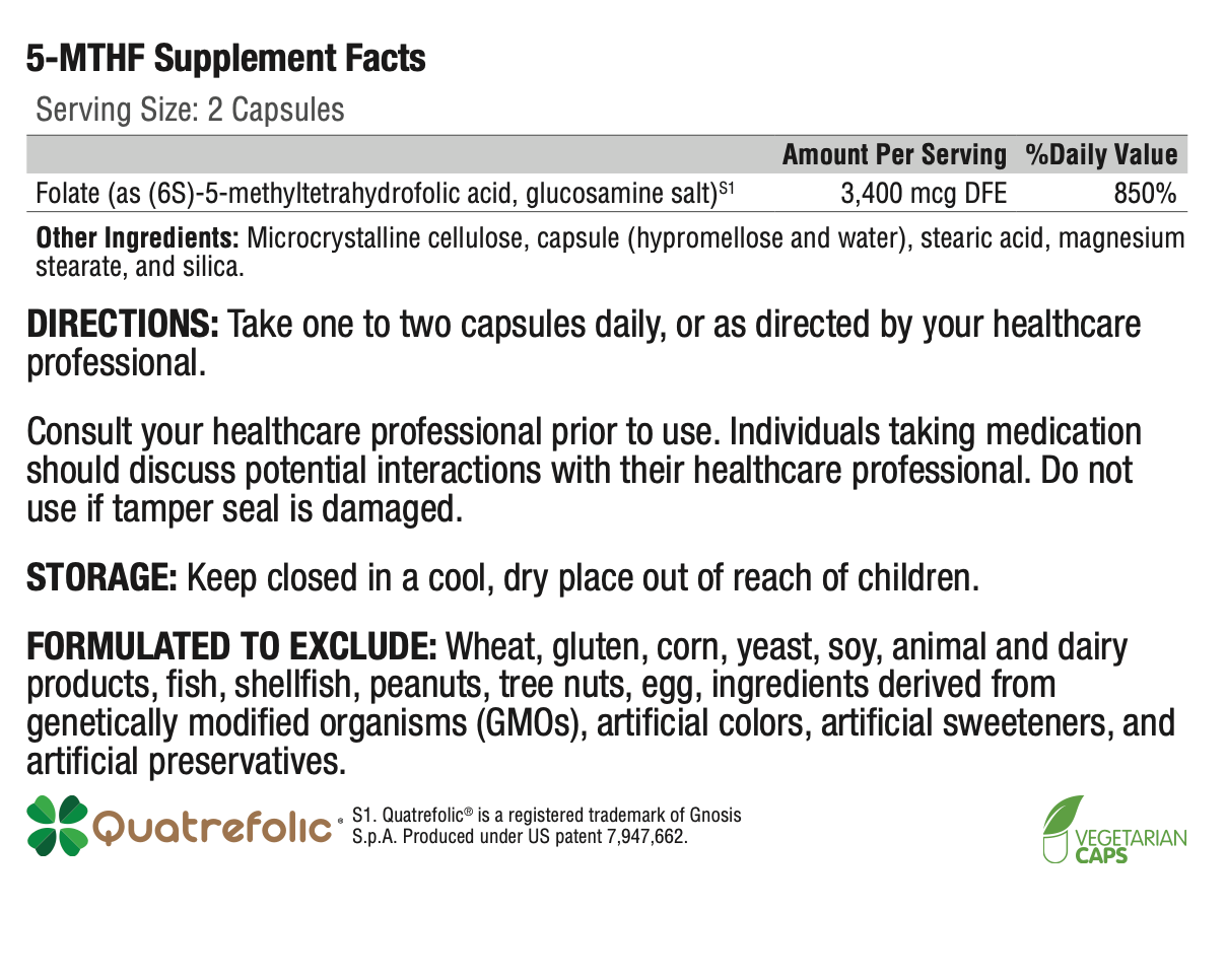 Xymogen - 5-MTHF - 60 Capsules — Pine Street Clinic