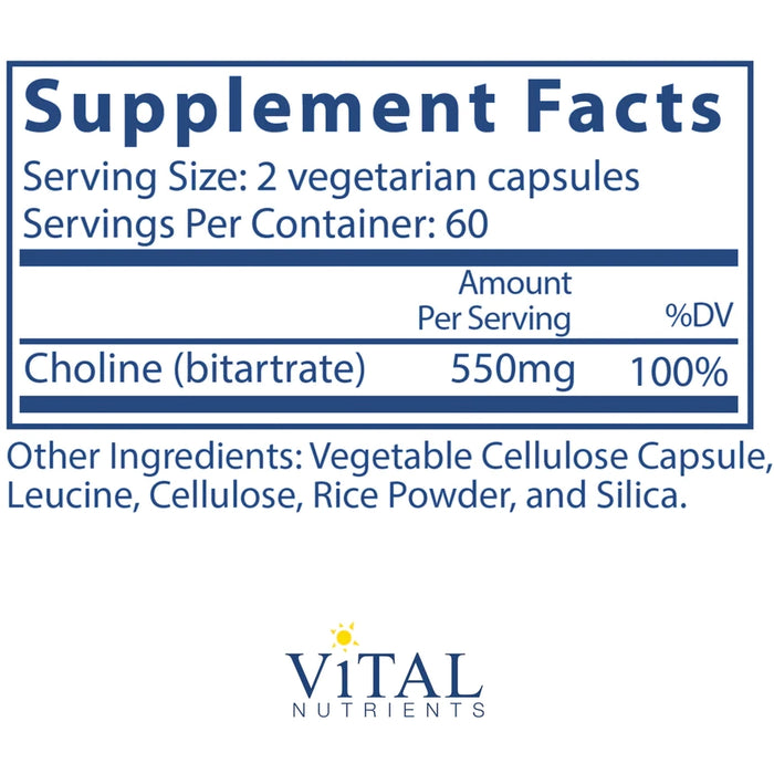 Vital Nutrients - Choline 550 mg - 120 Capsules — Pine Street Clinic