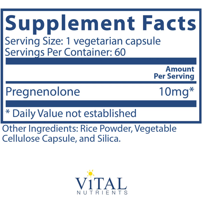 Vital Nutrients - Pregnenolone 10 mg - 60 Capsules — Pine Street Clinic