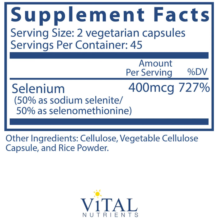 Vital Nutrients - Selenium 200 mcg - 90 Capsules — Pine Street Clinic