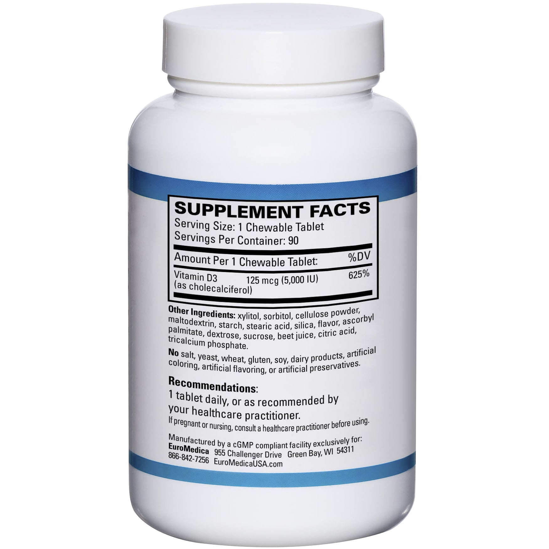 EuroMedica - Vitamin D3 (5,000 IU) (Chewable Mixed Berry Flavor) - 90 ...