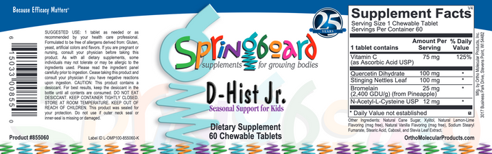Ortho Molecular Products - D-Hist Jr. - 60 Tablets — Pine Street Clinic