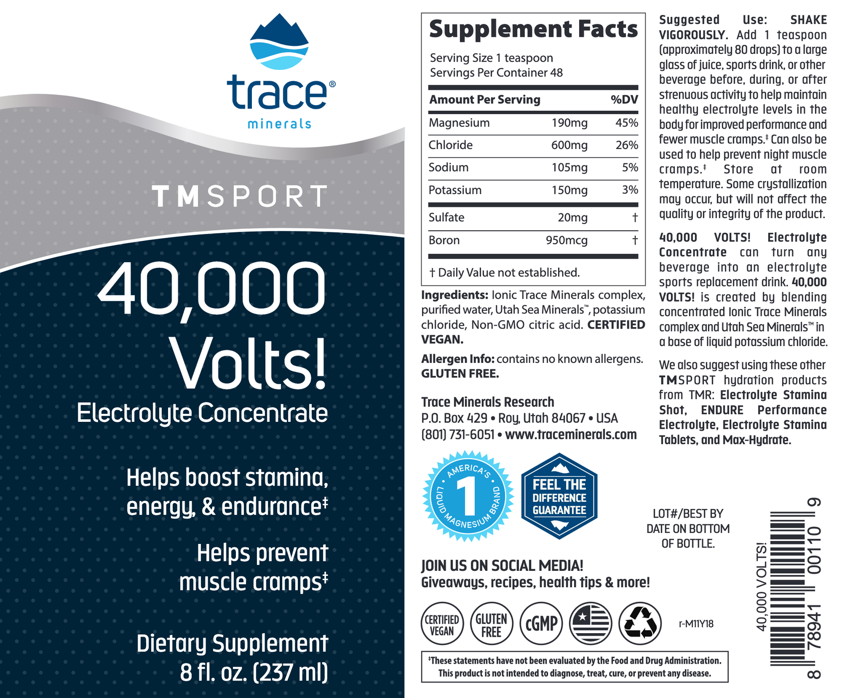 Trace Minerals - 40,000 Volts - 237 ml — Pine Street Clinic
