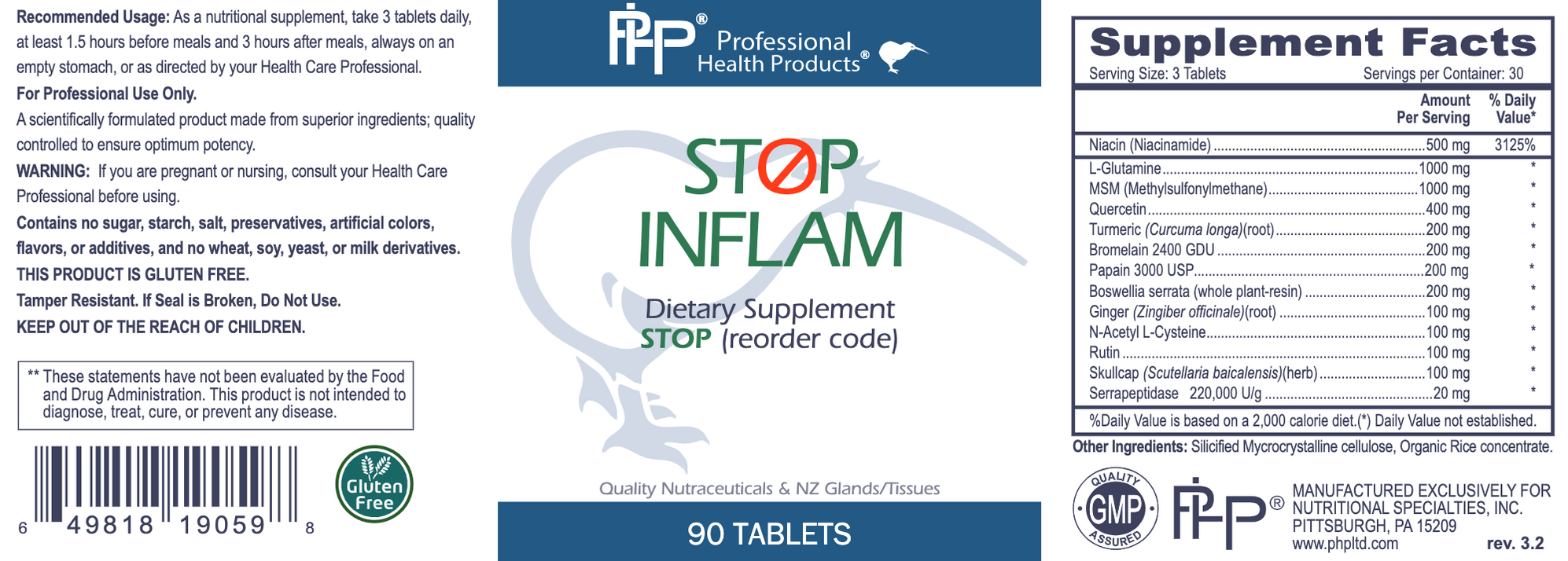 Professional Health Products - Stop Inflam - 90 Tablets — Pine Street ...