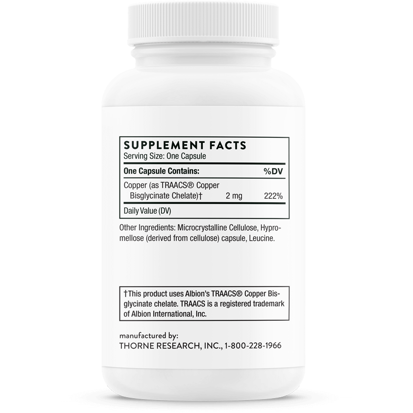 Thorne - Copper Bisglycinate - 60 Capsules — Pine Street Clinic